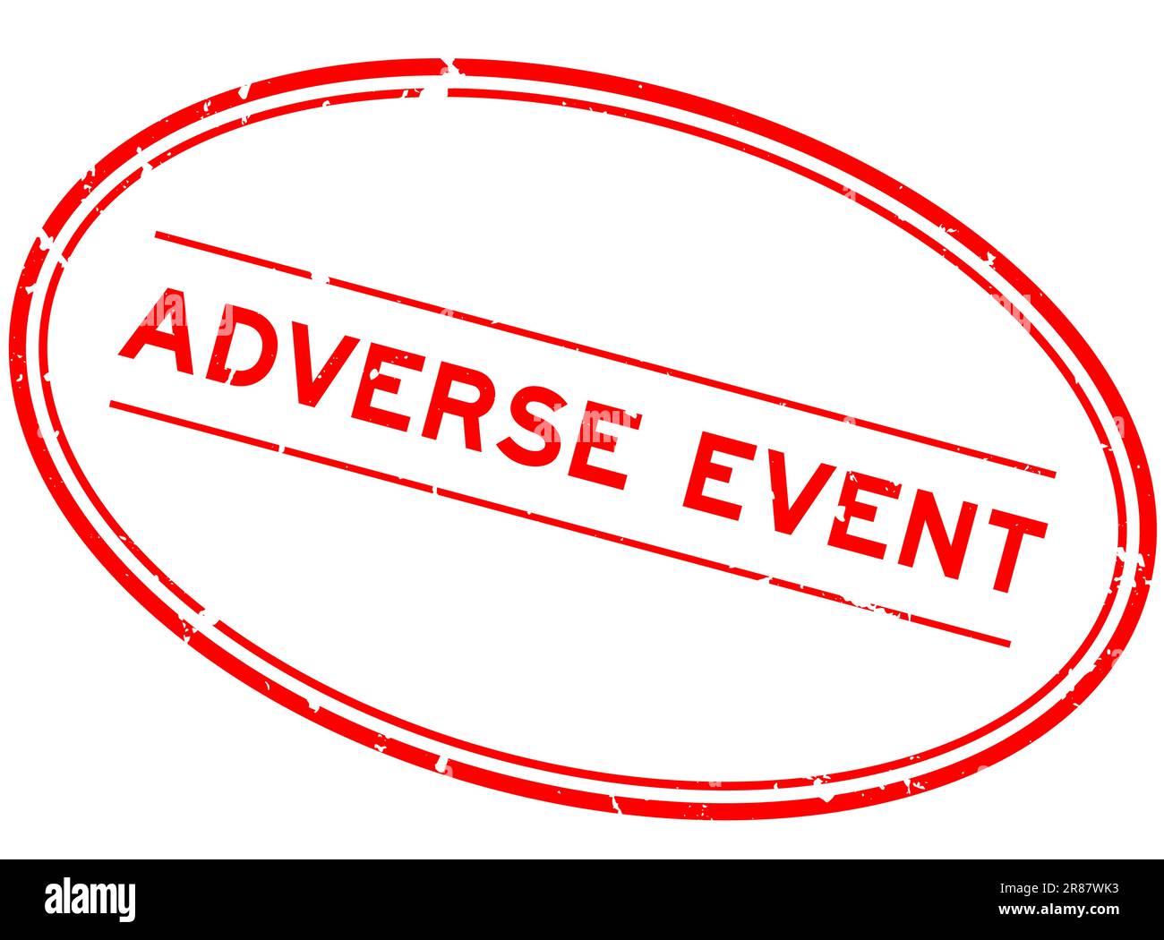 Grunge red adverse event word oval rubber stamp in white background ...