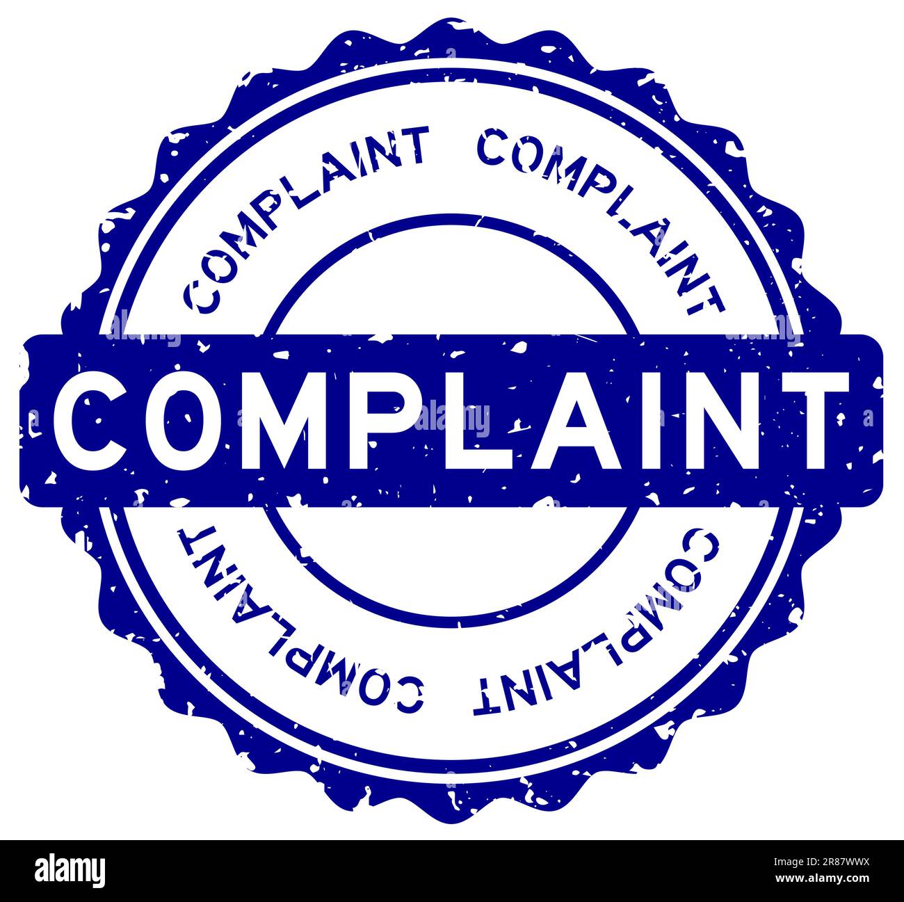 Grunge blue complaint word round rubber seal stamp on white background Stock Vector Image & Art ...