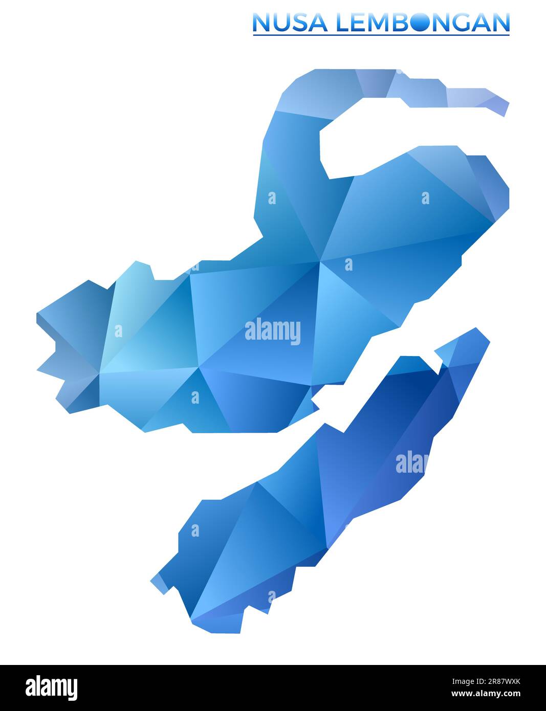 Vector polygonal Nusa Lembongan map. Vibrant geometric island in low ...