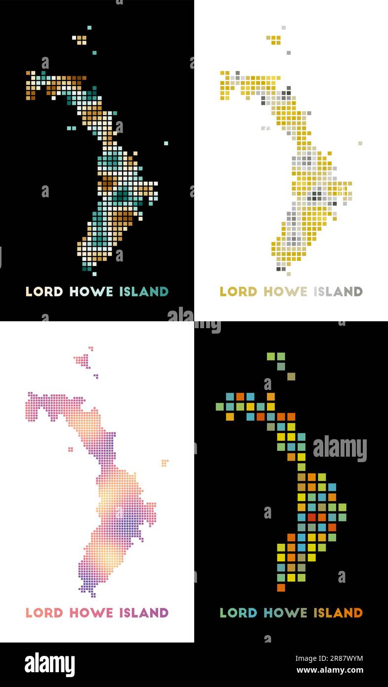 Lord Howe Island map. Collection of maps of Lord Howe Island in dotted ...