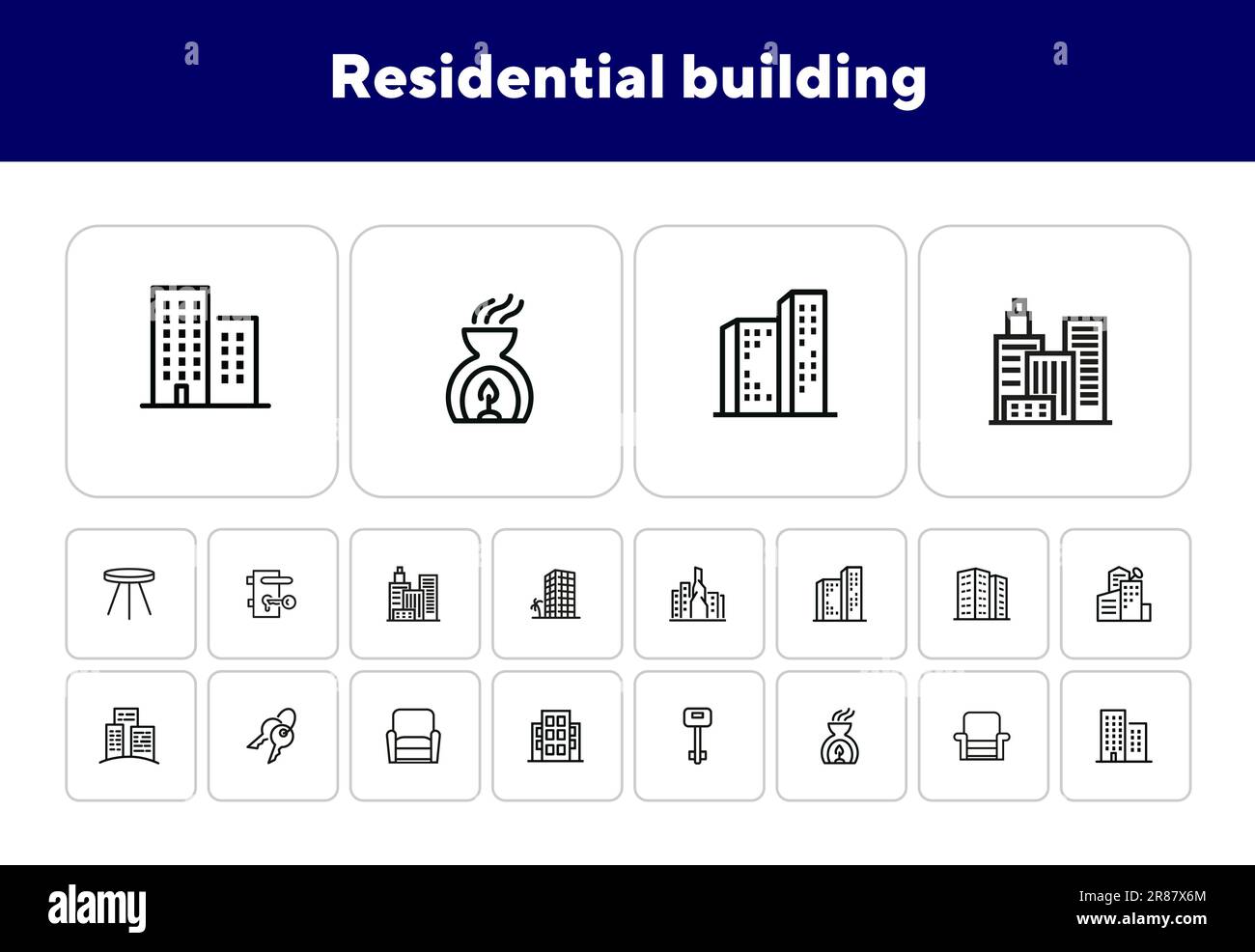 Residential building icons Stock Vector Image & Art - Alamy