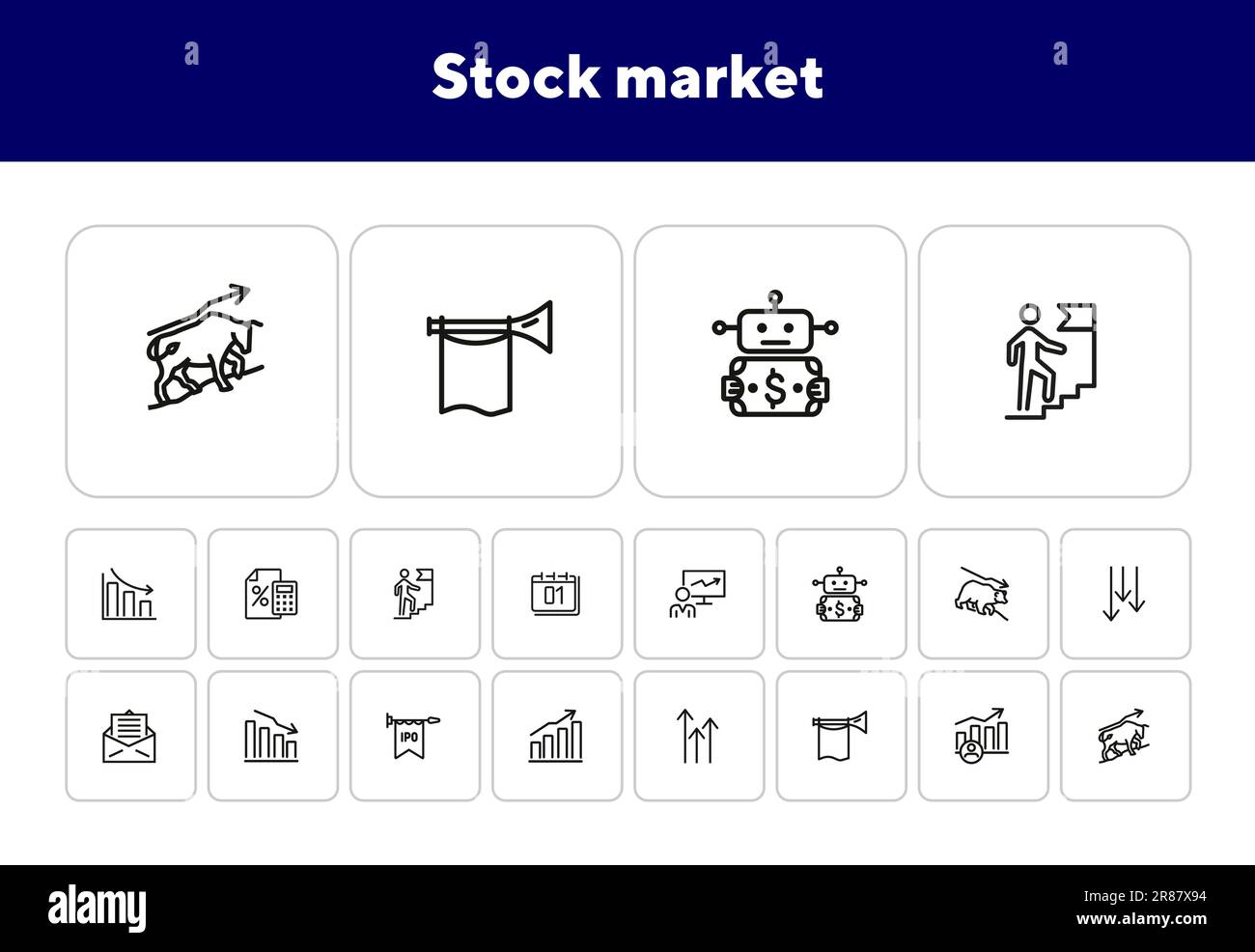Stock market line icon set Stock Vector Image & Art - Alamy