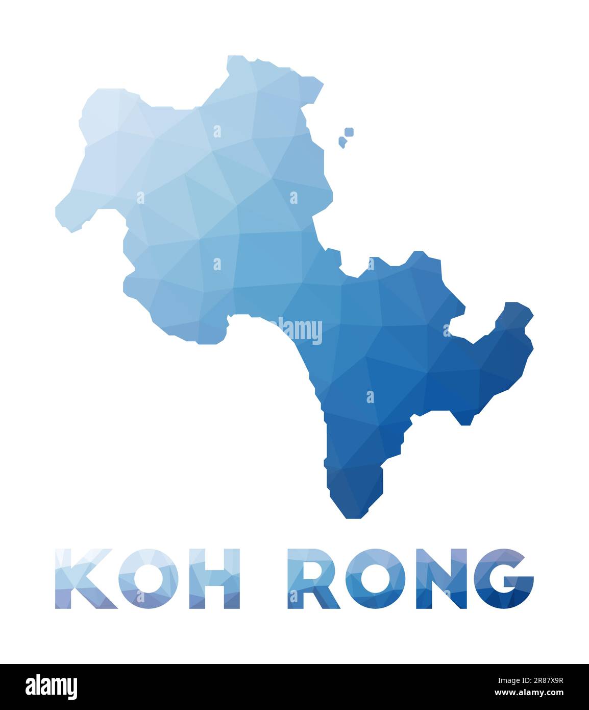 Low poly map of Koh Rong. Geometric illustration of the island. Koh ...