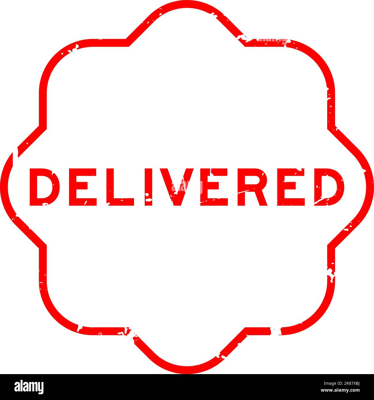 Grunge red delivered word rubber seal stamp on white background Stock ...