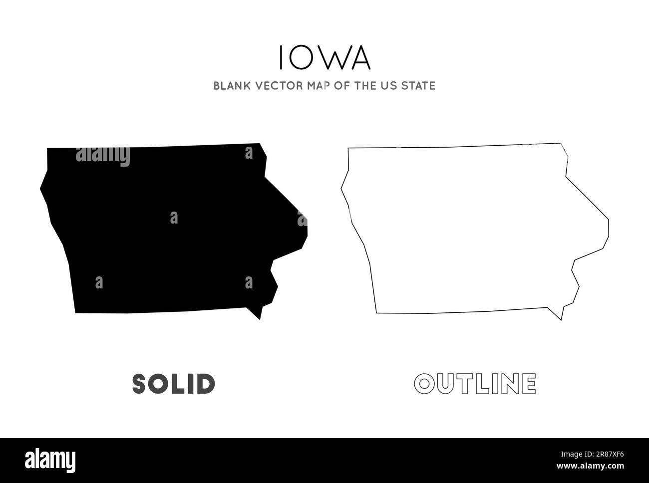 Iowa map. Blank vector map of the US State. Borders of Iowa for your ...