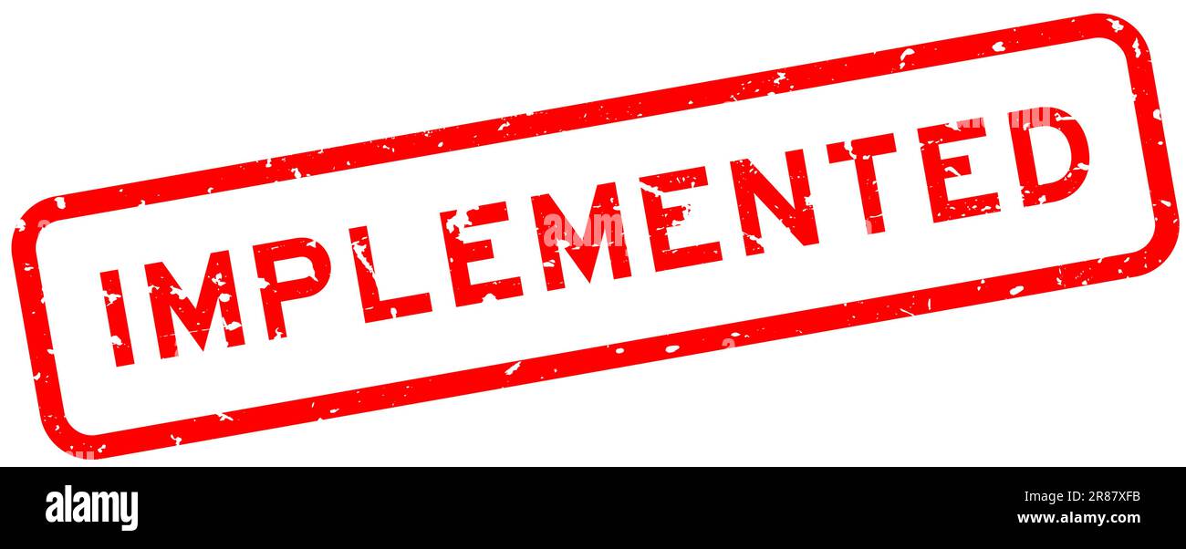 Grunge red implemented word square rubber seal stamp on white background Stock Vector Image ...