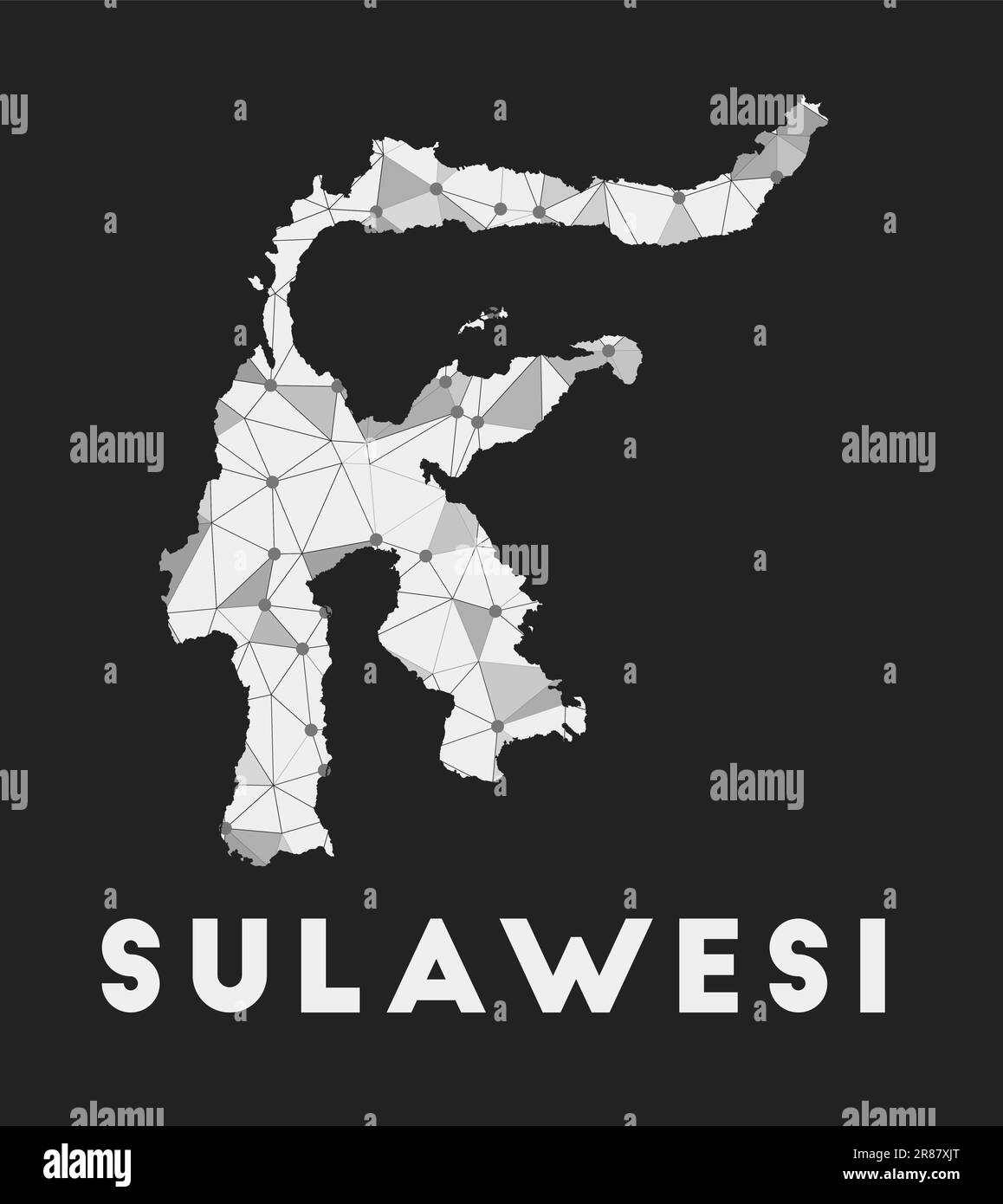 Sulawesi - communication network map of island. Sulawesi trendy ...