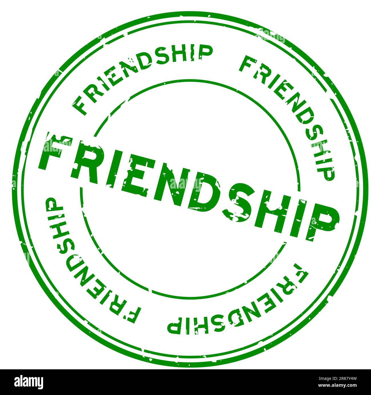 Grunge green friendship word round rubber seal stamp on white ...