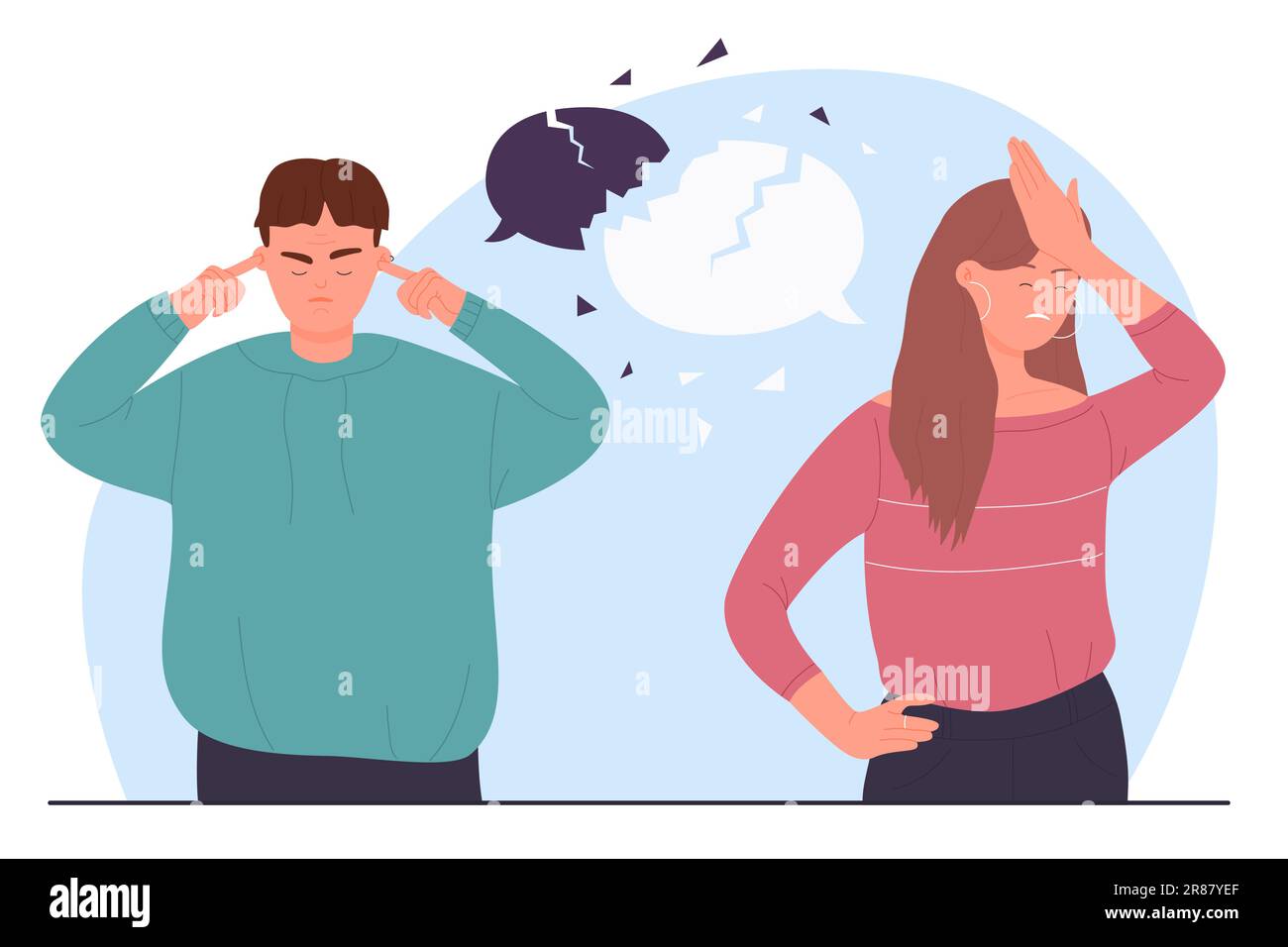Misunderstanding in couple vector illustration. Cartoon angry man and ...