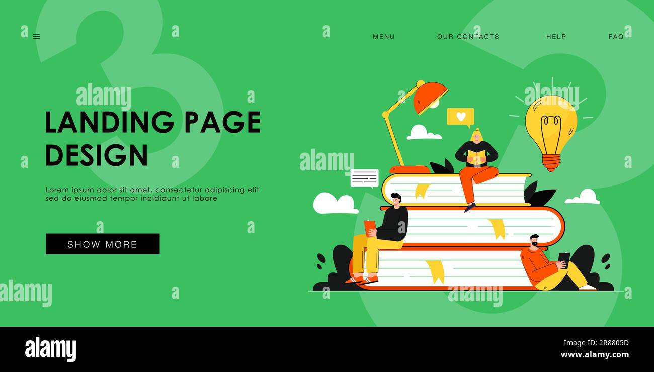 Tiny student sitting on book pile and reading Stock Vector Image & Art ...