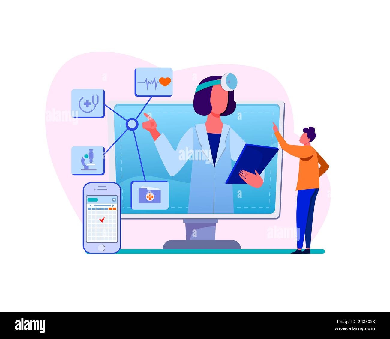 Online medical assistance vector illustration Stock Vector Image & Art ...