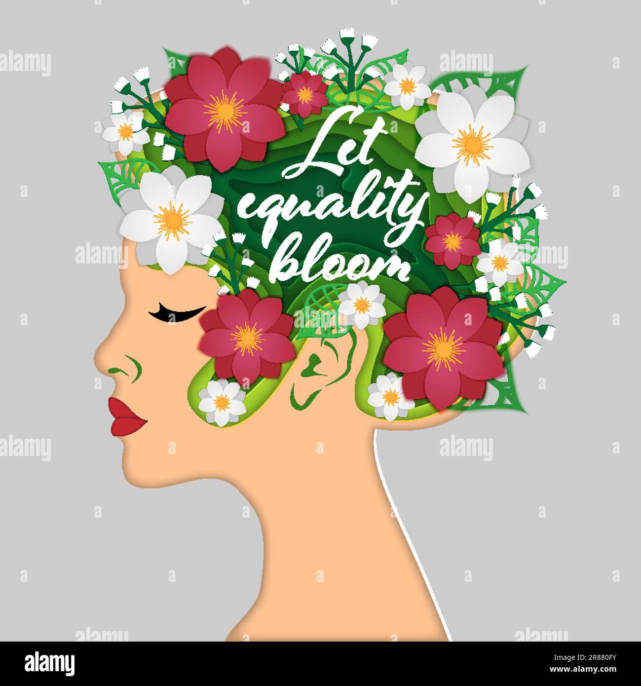 Slogan Let equality bloom. Empowerment concept. Vector illustration ...