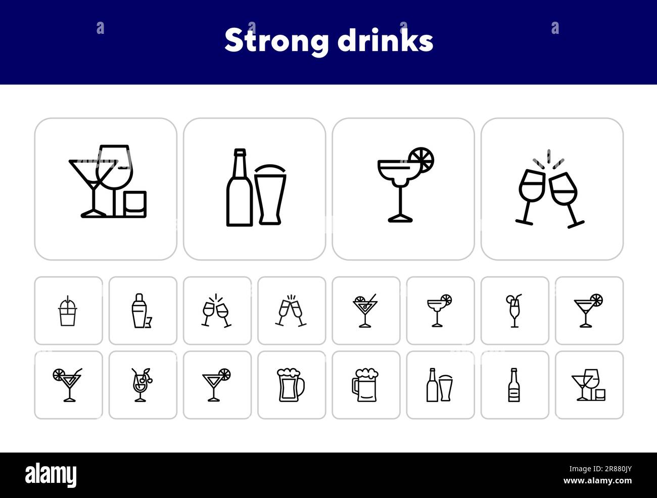 Strong drinks icons Stock Vector Image & Art - Alamy