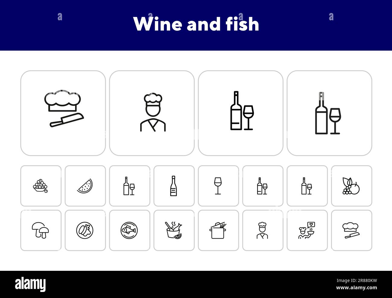 Fish pasta vegetable set Stock Vector Images - Alamy