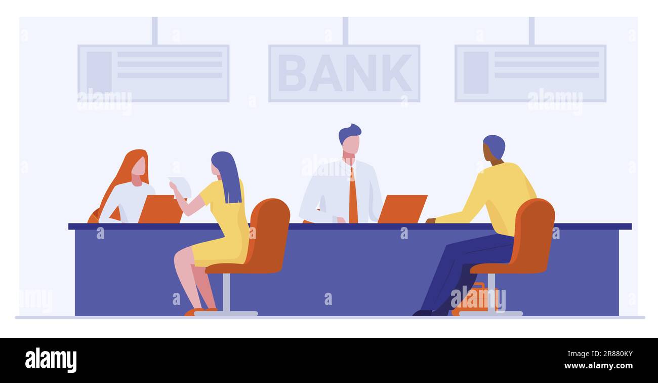 Bank workers providing service to clients Stock Vector Image & Art - Alamy