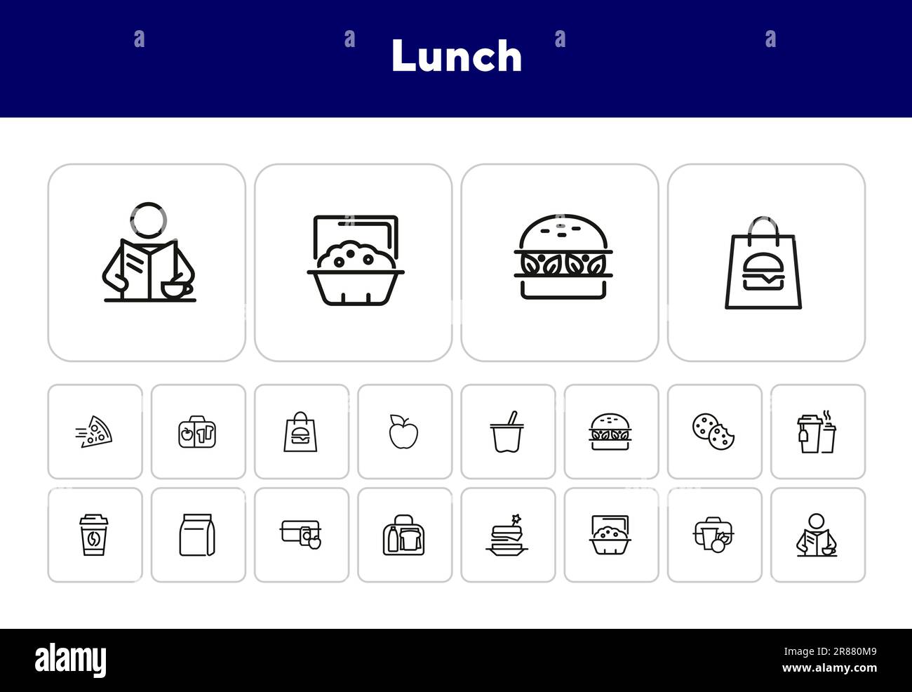 Lunch line icon set Stock Vector Image & Art - Alamy