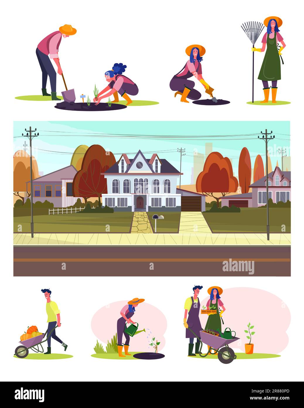 Activity people in gardening Cut Out Stock Images & Pictures - Alamy