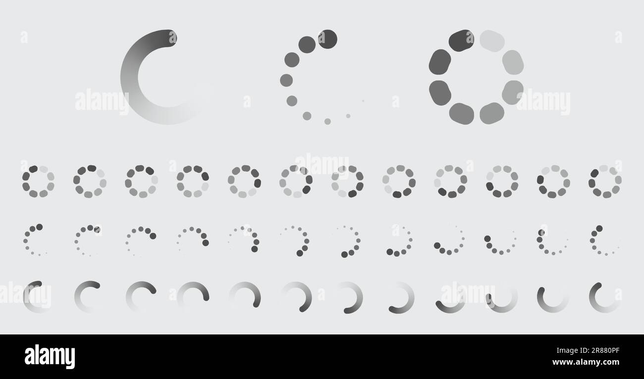 Circular Loading Buffering Icons Vector Set Video Ready for Animation ...