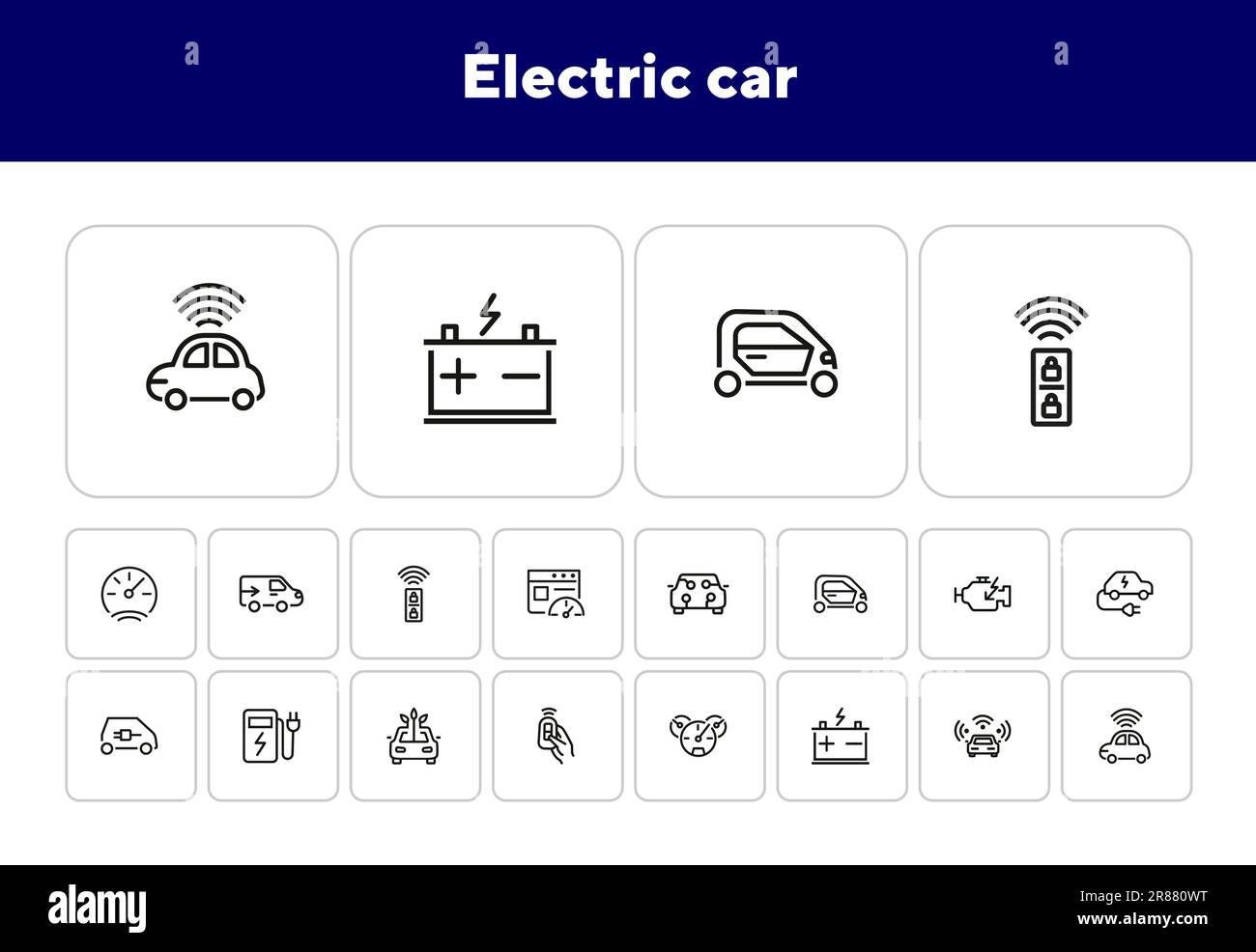 Electric car line icon set Stock Vector Image & Art - Alamy