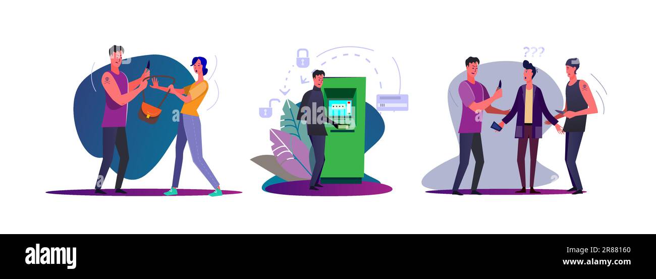 Set of burglars robbing citizens Stock Vector Image & Art - Alamy