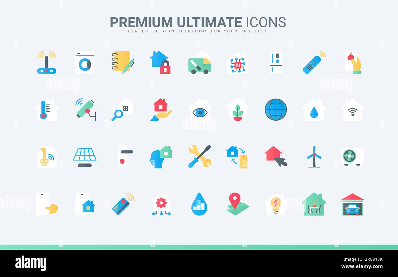 Mobile app symbols for control service of house system, surveillance ...