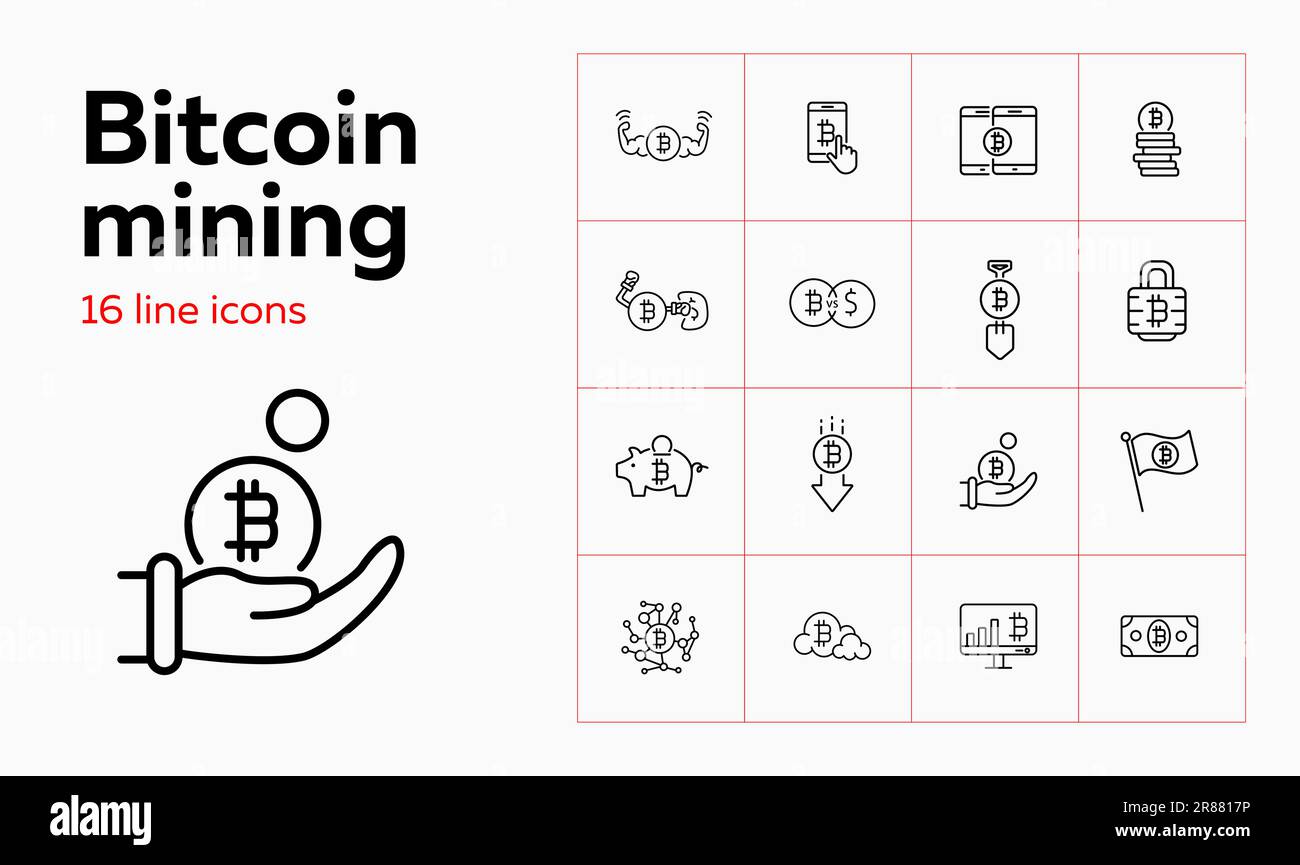 Bitcoin mining icon set Stock Vector Image & Art - Alamy