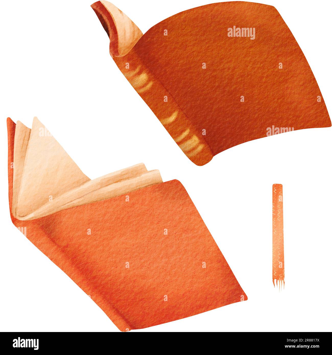 Set of the spines of watercolor books. University, Back to school ...