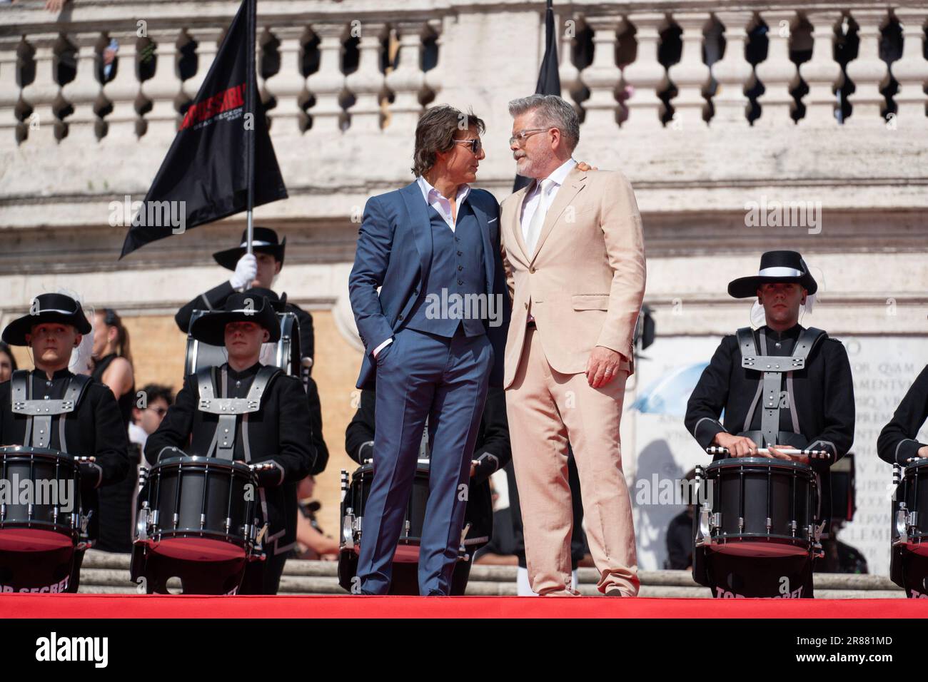 Rome, Italy. 19th June, 2023. US producer and actor Tom Cruise (L) and ...