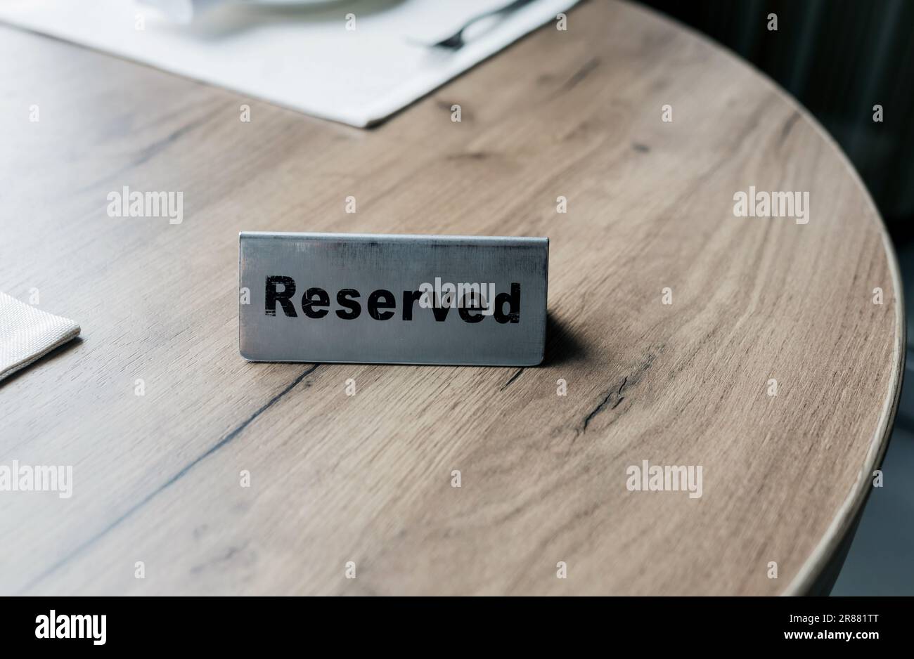 Reserved Table. Reservation sign. Metal tag with reservation logo ...