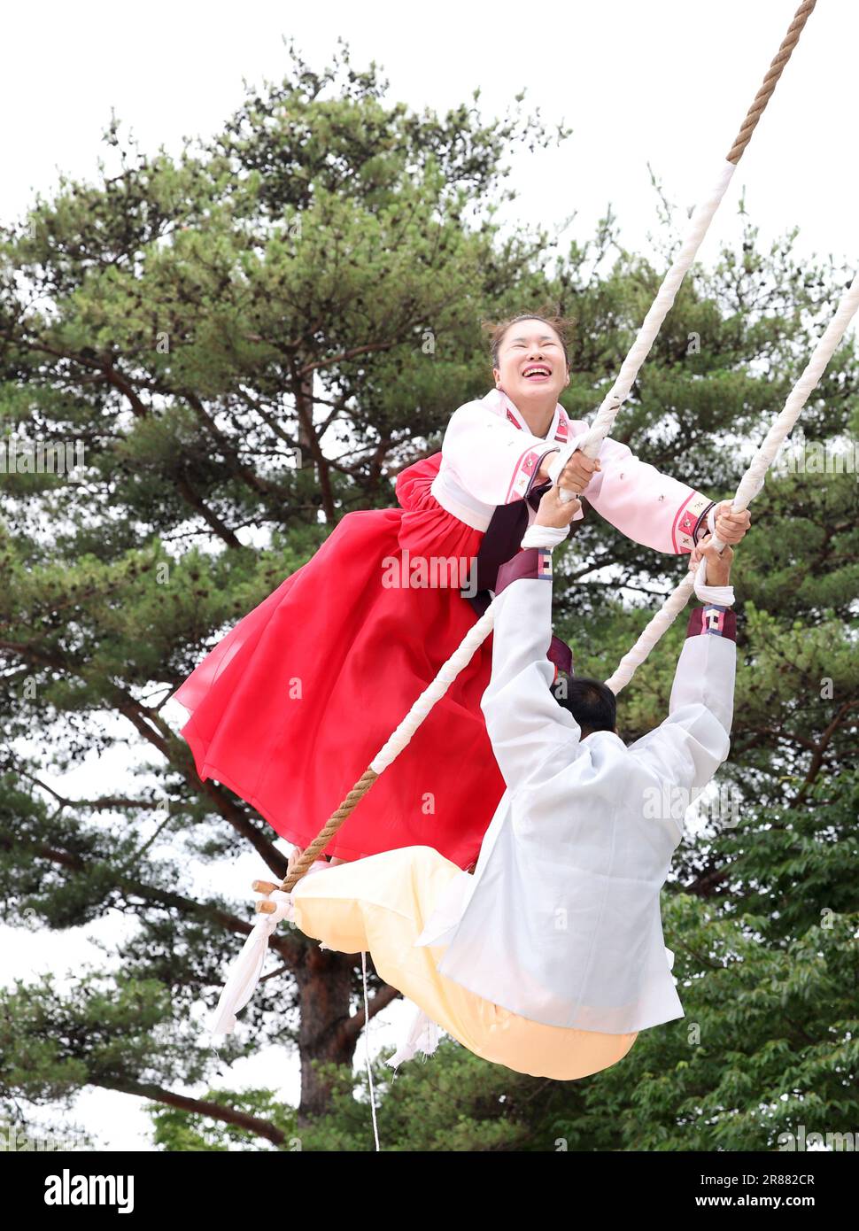 20th June, 2023. Dano festival People ride a traditional Korean rope ...