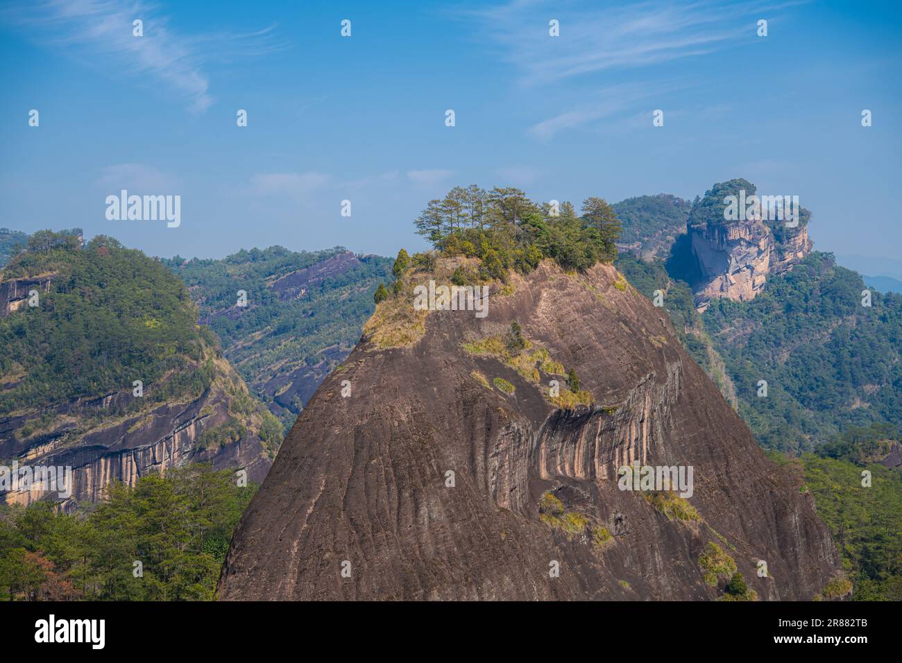 A landscape picture of the mountains and hills of Wuyishan in Fujian ...