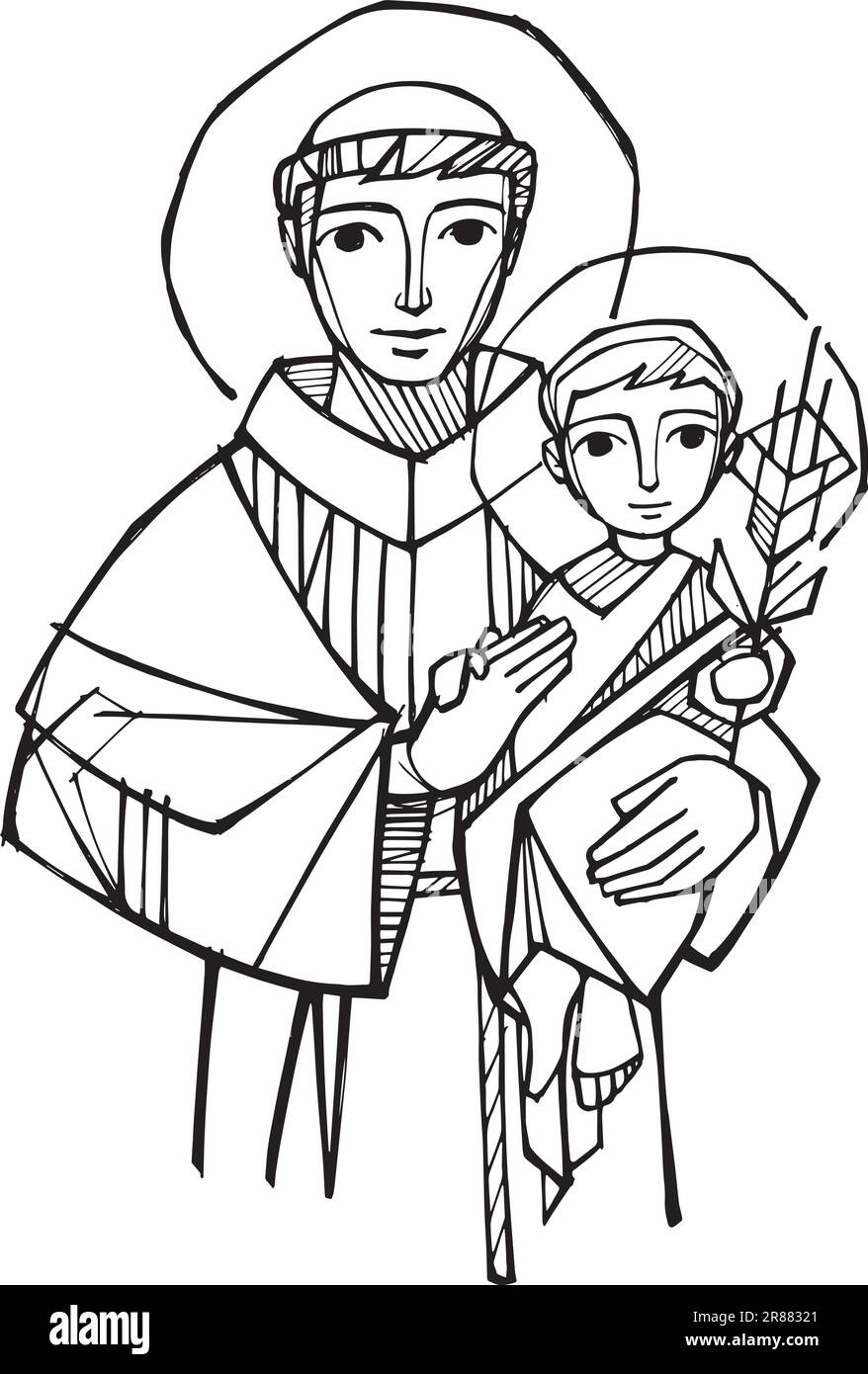 Hand drawn vector illustration or drawing of Saint Anthony of padua Stock Vector Image & Art - Alamy