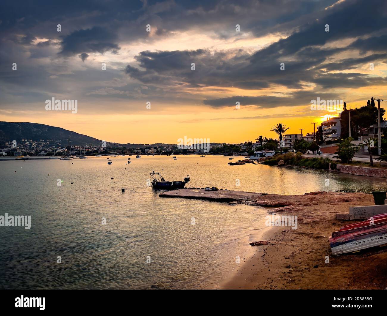 famous bay and port of Porto Rafti with turquoise clear waters ...