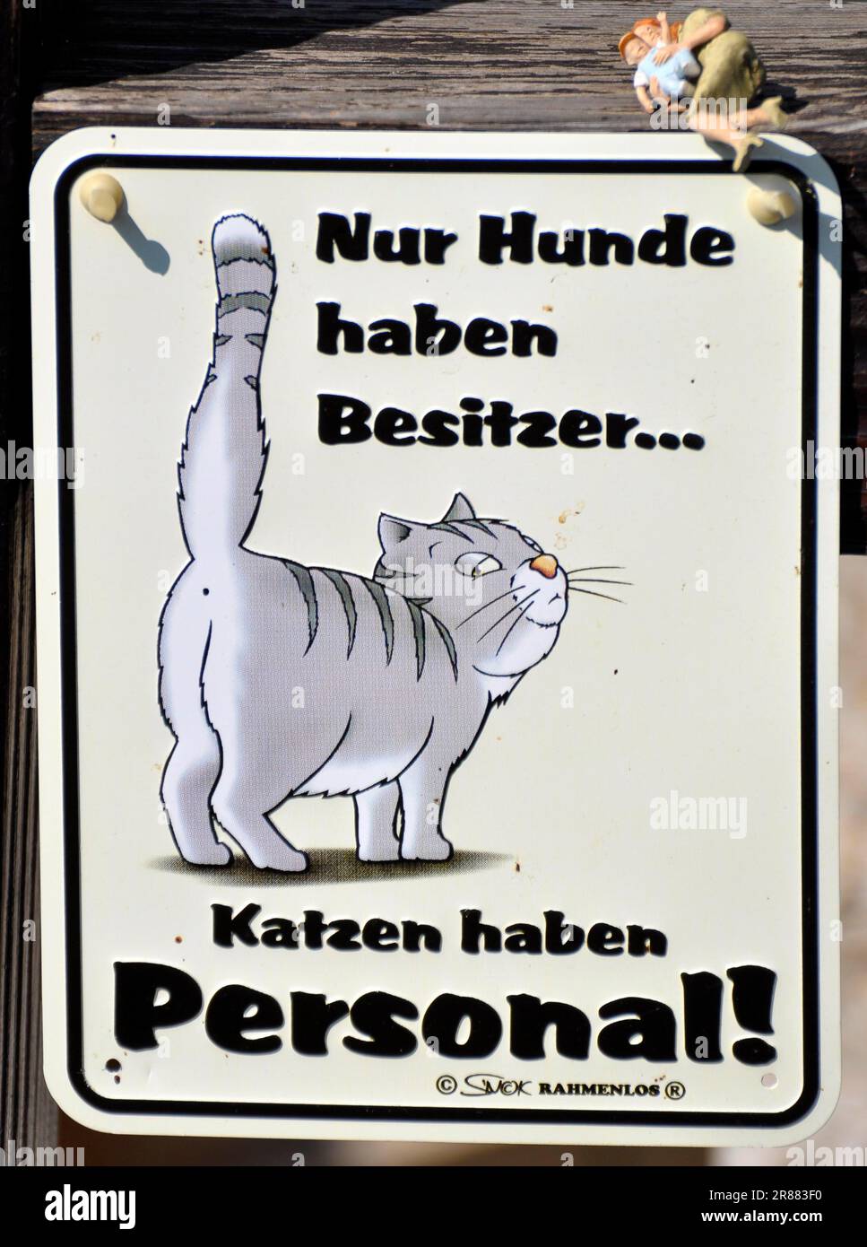 Sign : Only dogs have owners. . Cats have staff Stock Photo - Alamy