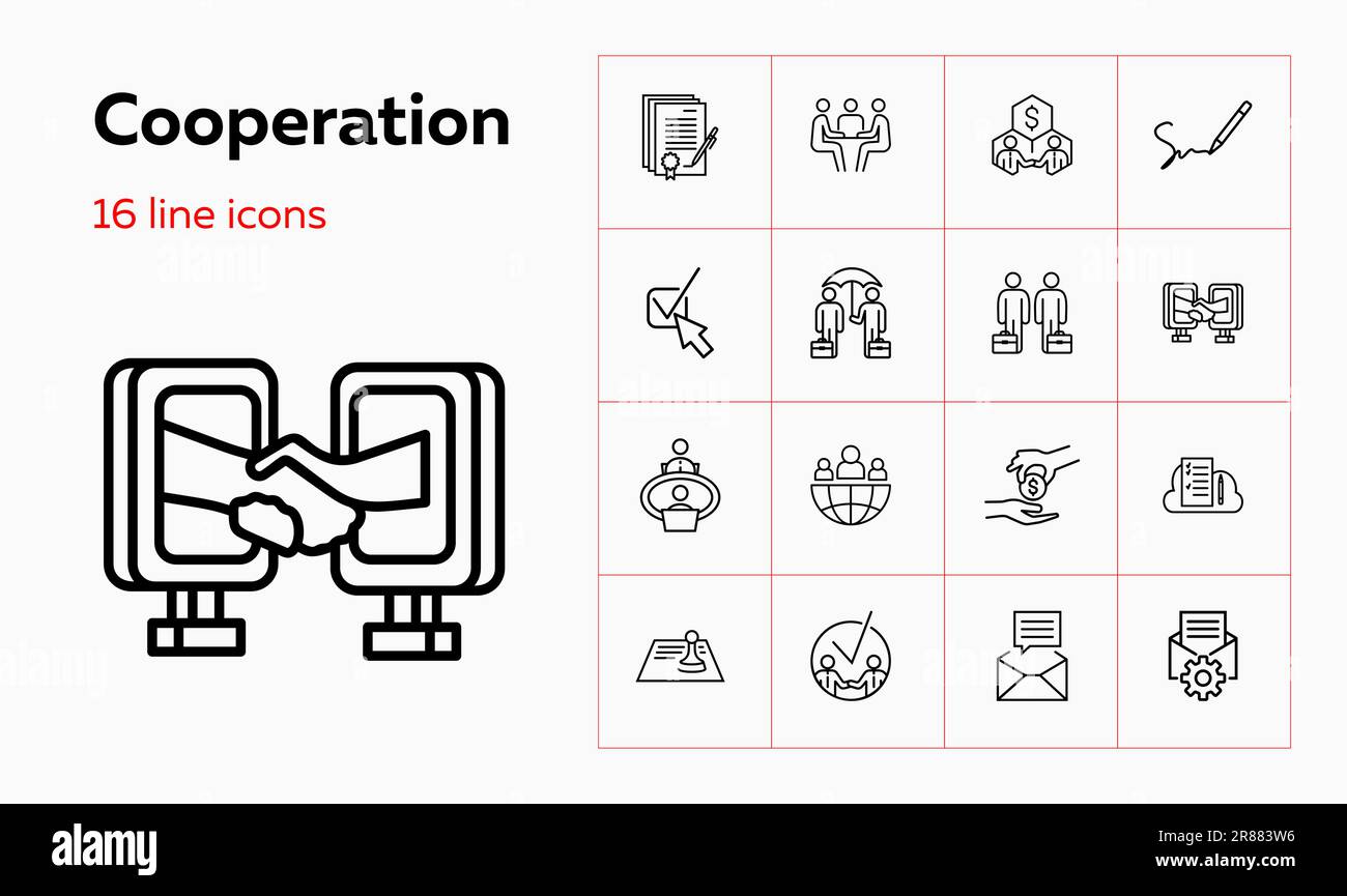 Cooperation line icon set Stock Vector Image & Art - Alamy