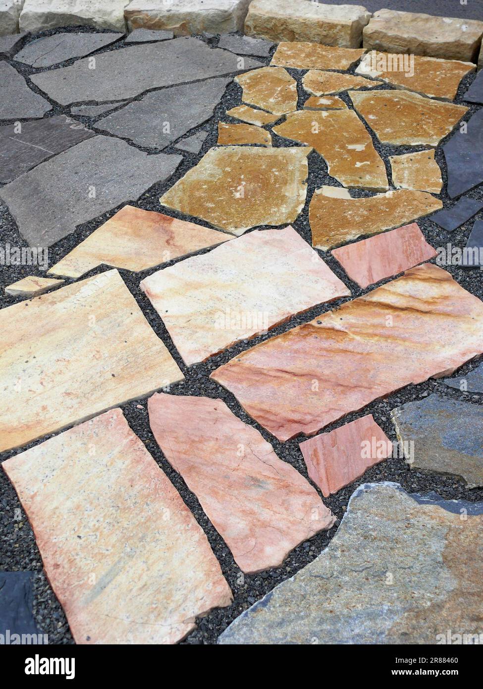 Paving stones, polygonally laid, natural slabs Stock Photo - Alamy