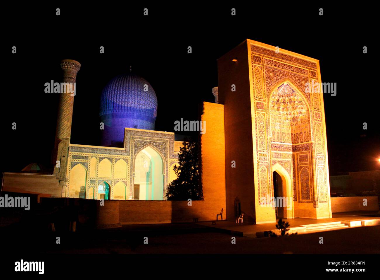 The Gur Emir Mausoleum by night, Samarkand Uzbekistan Stock Photo - Alamy