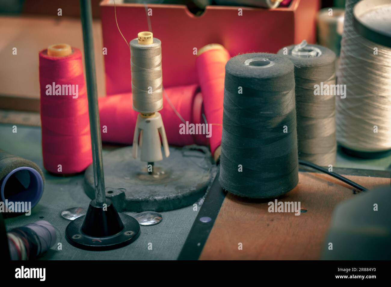 Tailor's work table; Sewing items; Vintage Background Stock Photo - Alamy