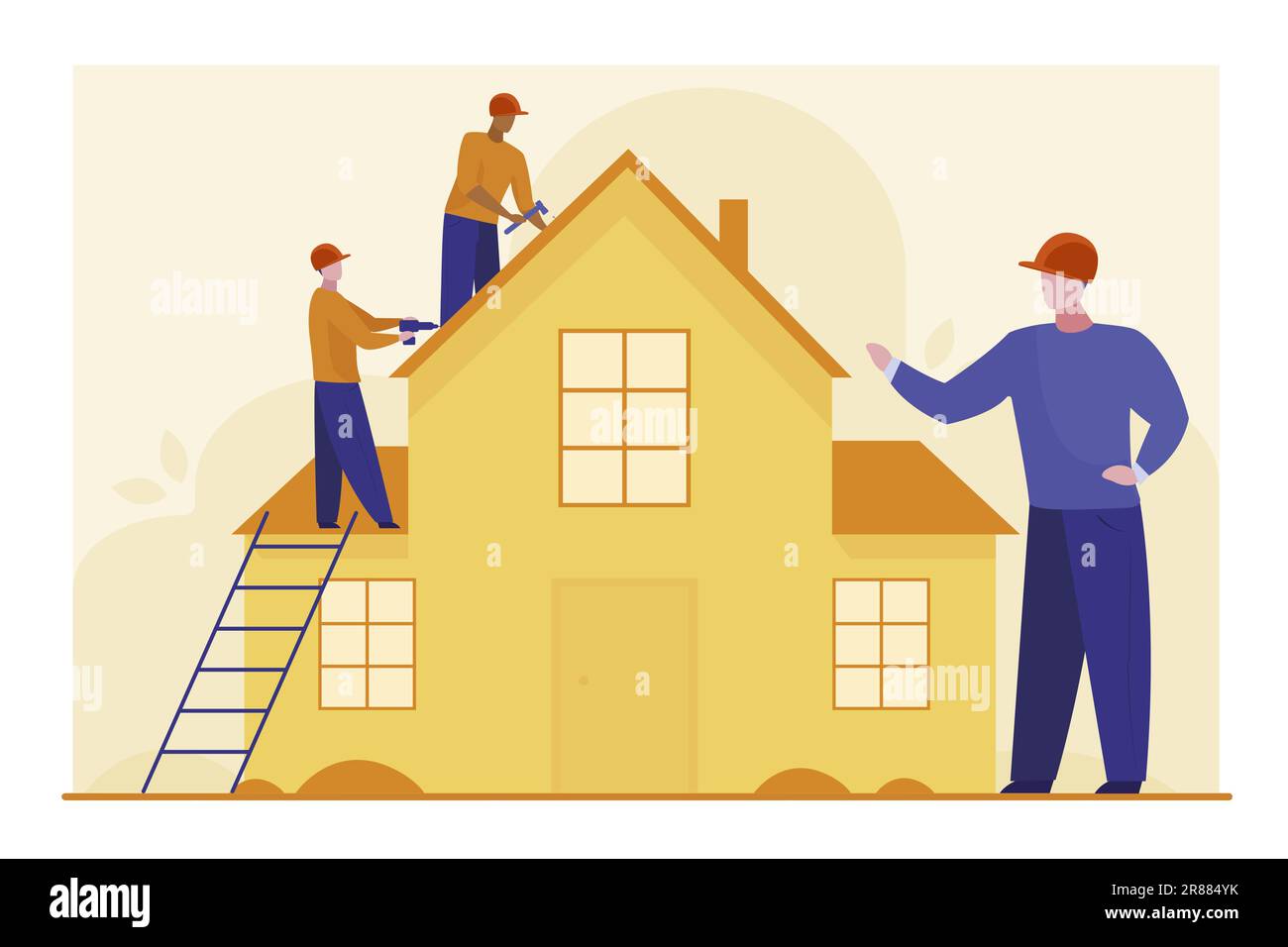 Workers repairing roof Stock Vector Image & Art - Alamy