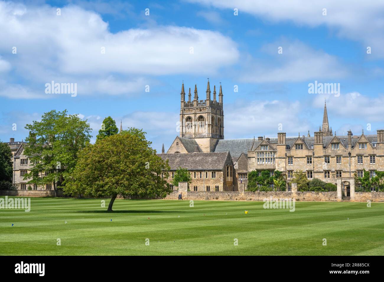 View over the grass playing field Merton Field to Merton College ...