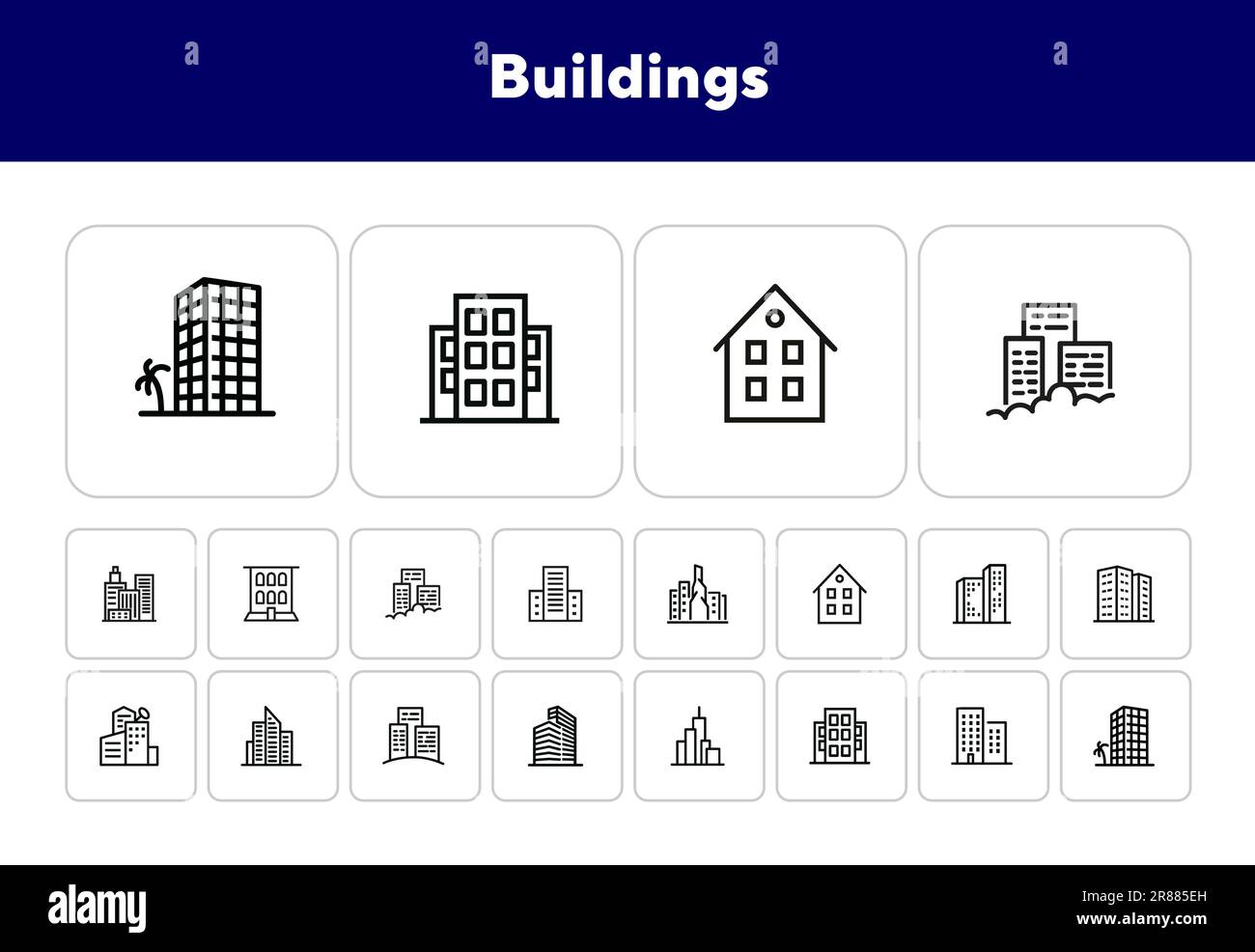 Buildings line icon set Stock Vector Image & Art - Alamy