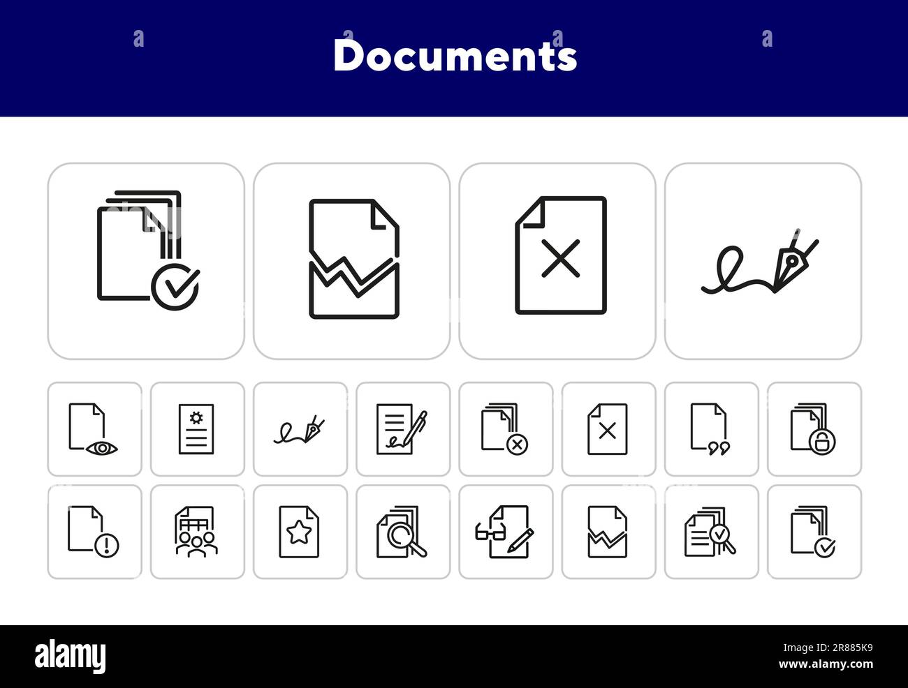 Documents line icon set Stock Vector Image & Art - Alamy
