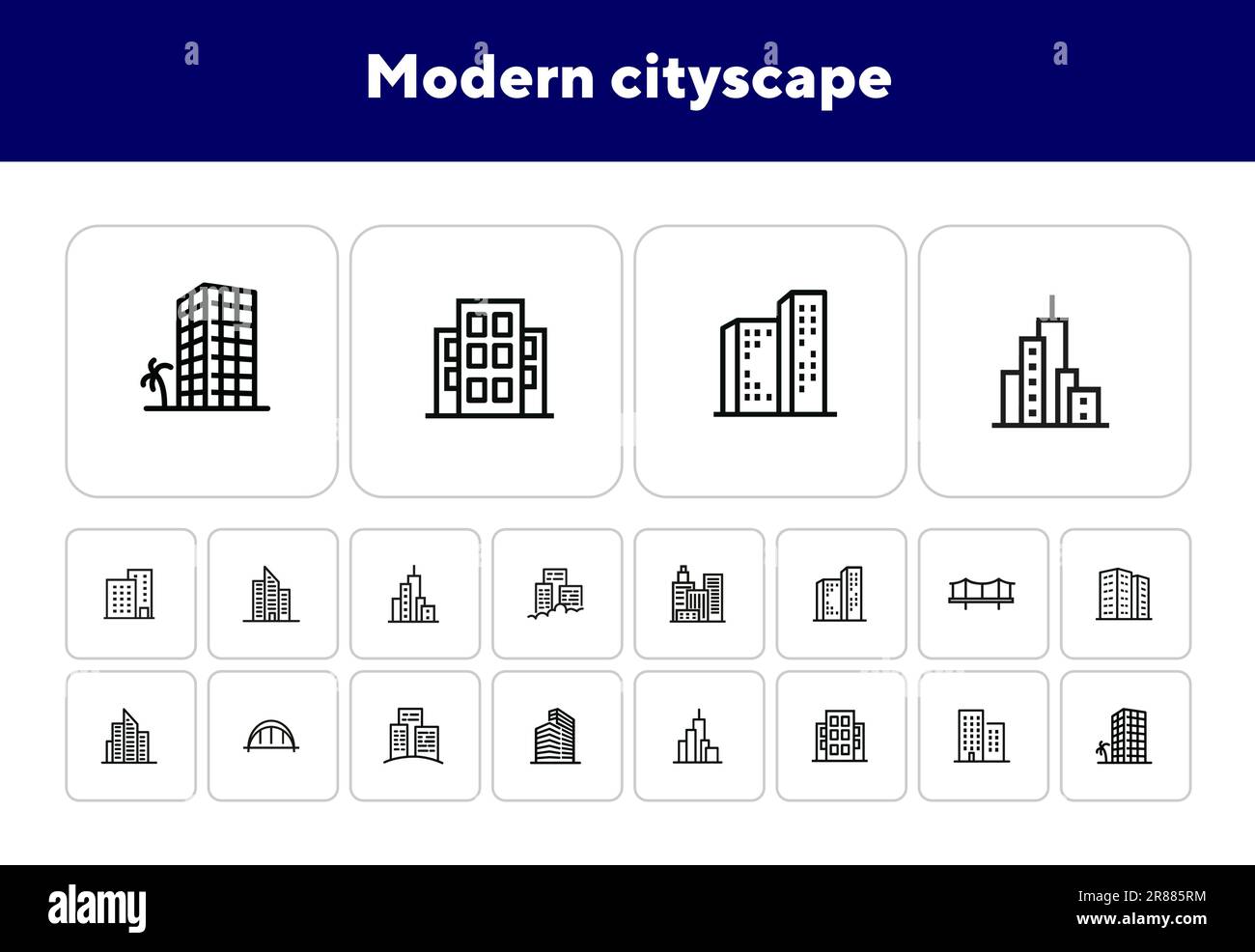 Modern cityscape line icon set Stock Vector Image & Art - Alamy