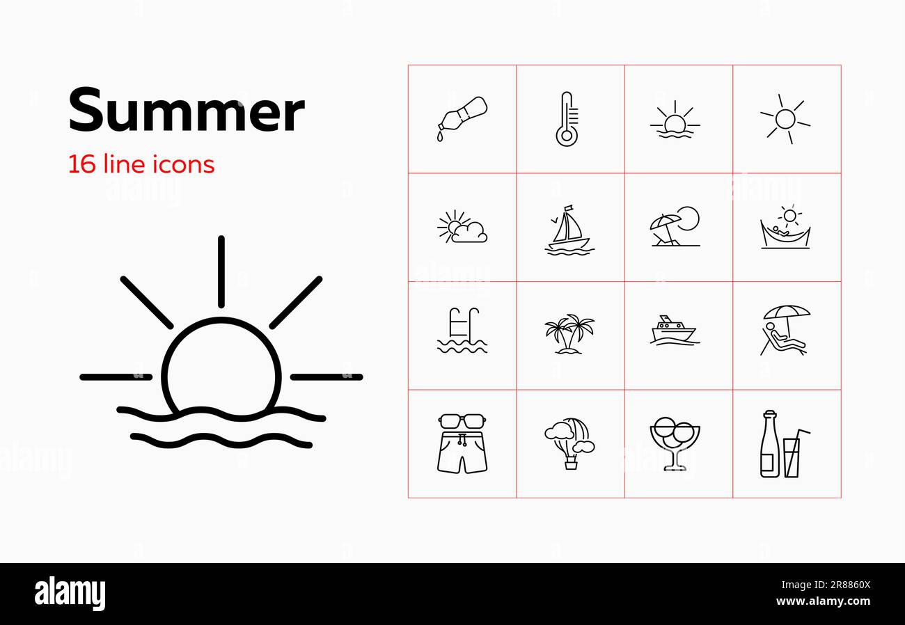 Summer icons. Set of line icons Stock Vector Image & Art - Alamy