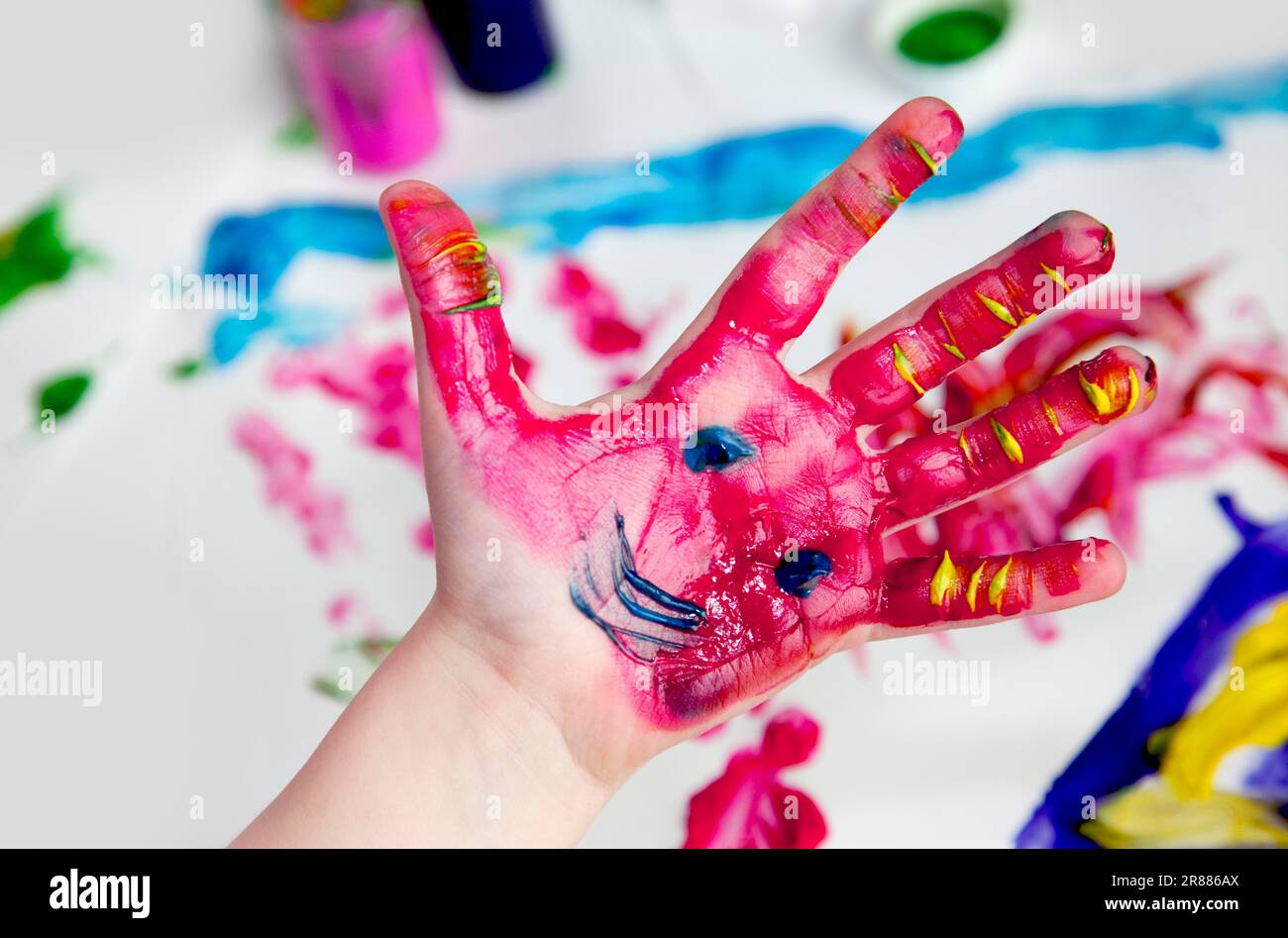 Finger, fingerpaint, child, house, spring, summer, sun, grass, draw ...