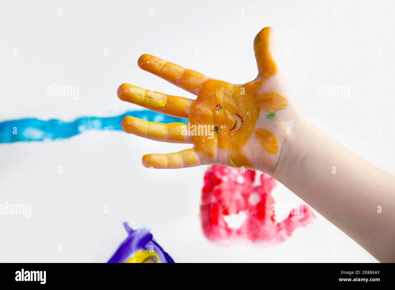 Finger, fingerpaint, child, house, spring, summer, sun, grass, draw ...