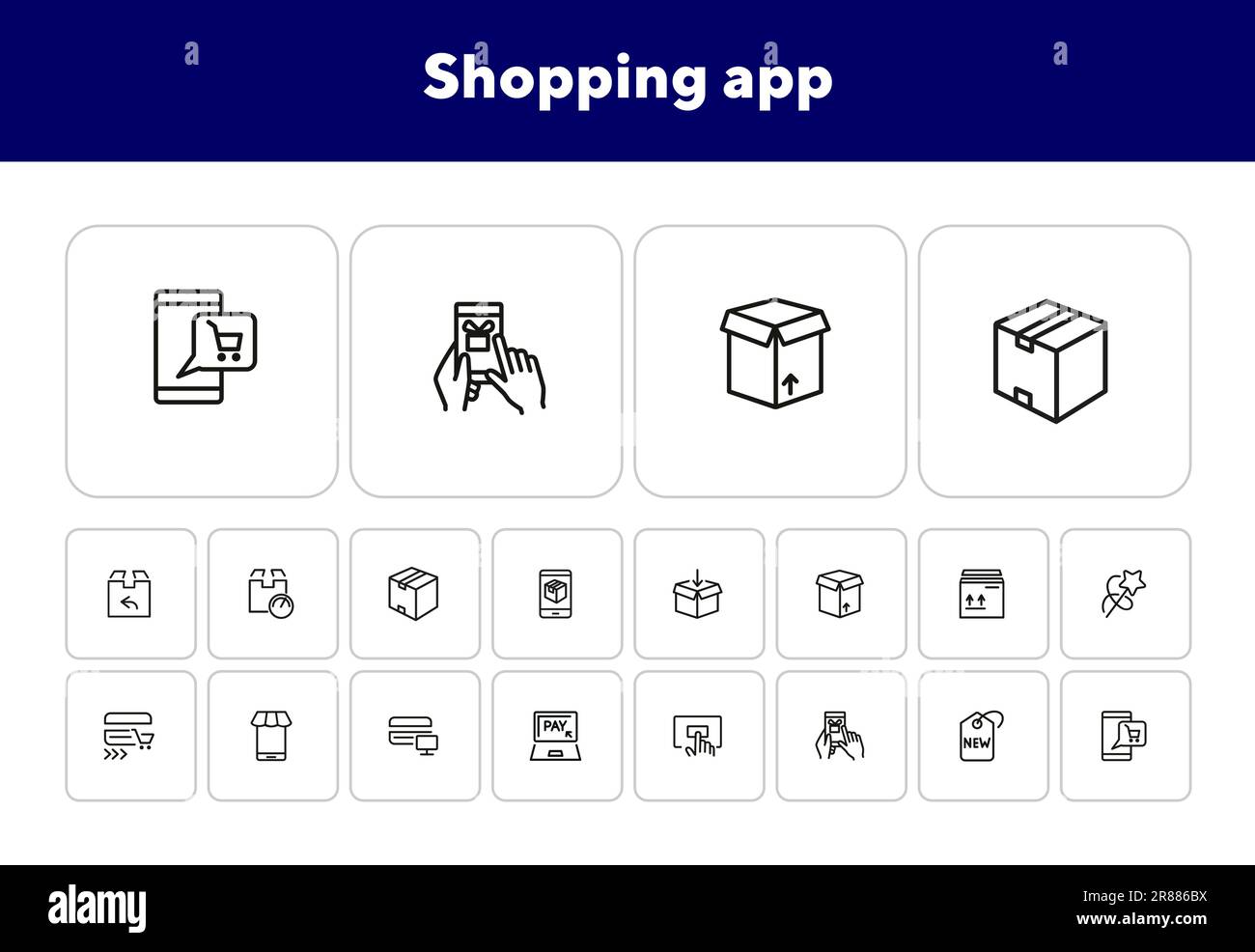 Shopping app icon set Stock Vector Image & Art - Alamy