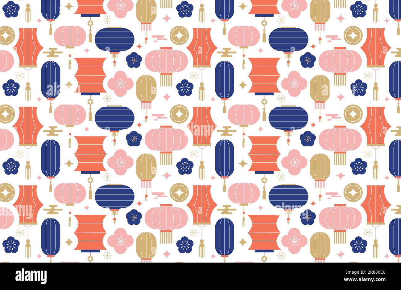 Chinese, Asian background, pattern. Lanterns, ornaments and flowers ...