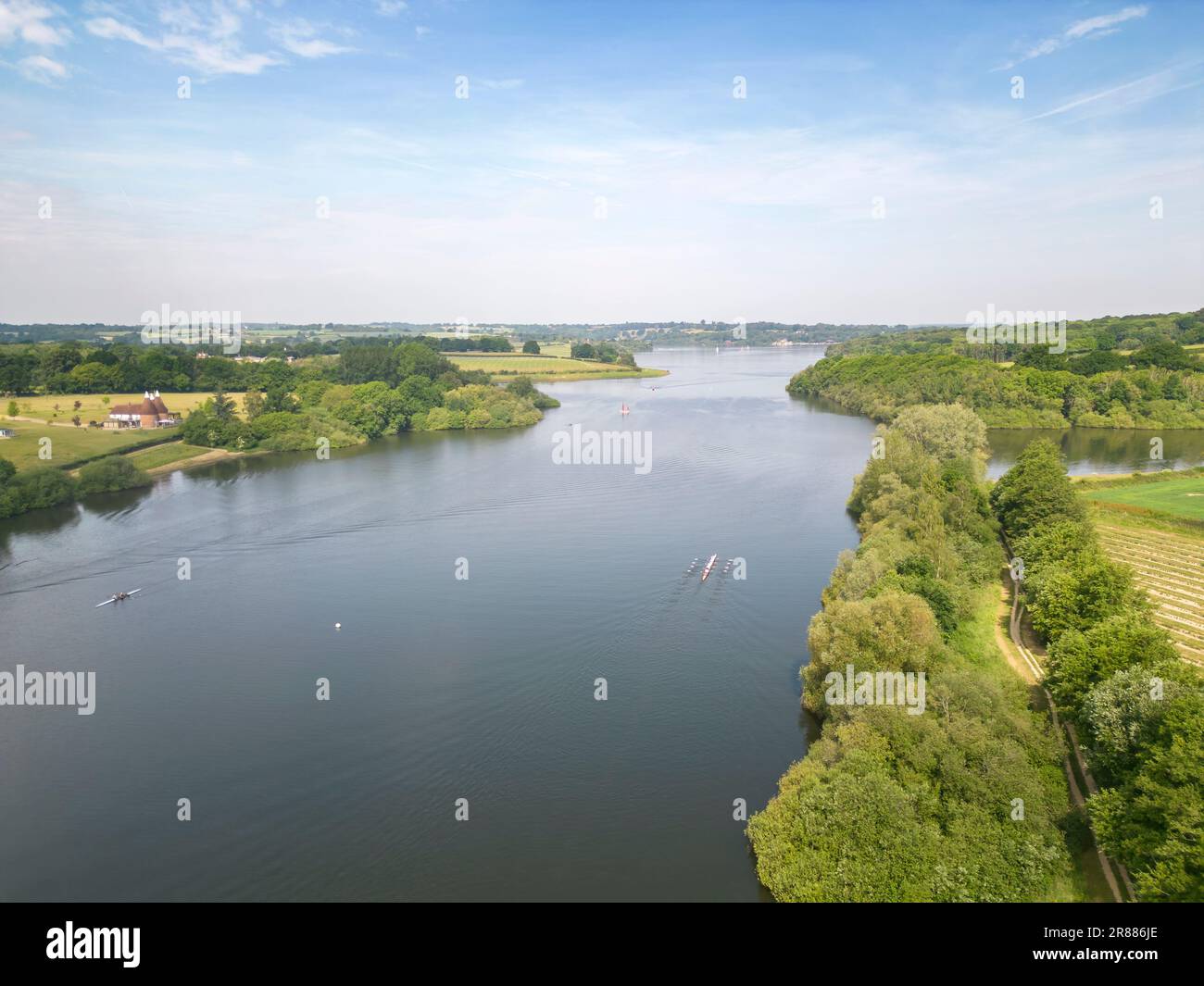 aerial view of the bewl water reservoir and water sport centre in Kent ...