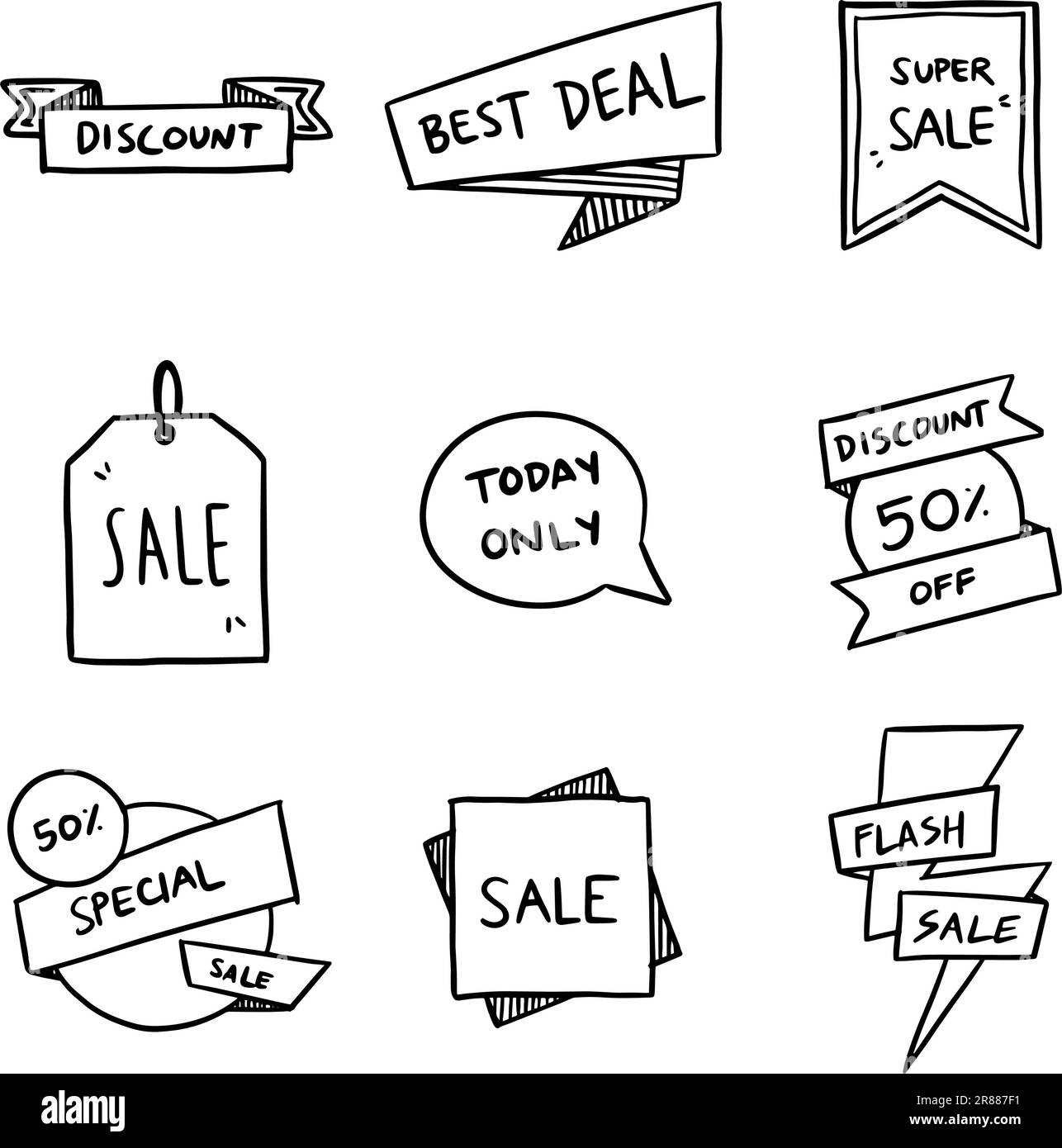 Sale season set Black and White Stock Photos & Images - Alamy